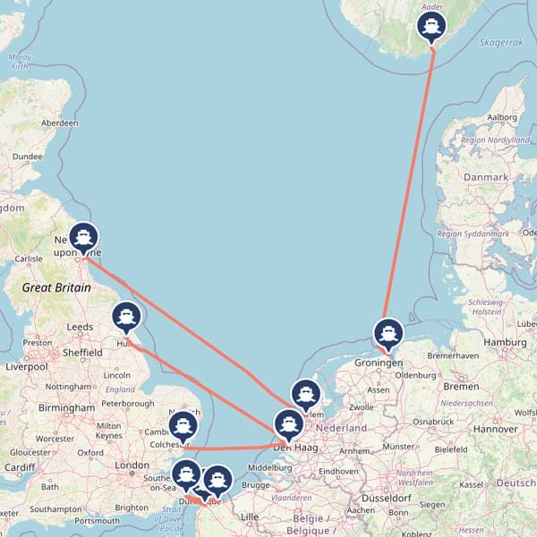 Ferry routes to and from the Netherlands: The crossings captured