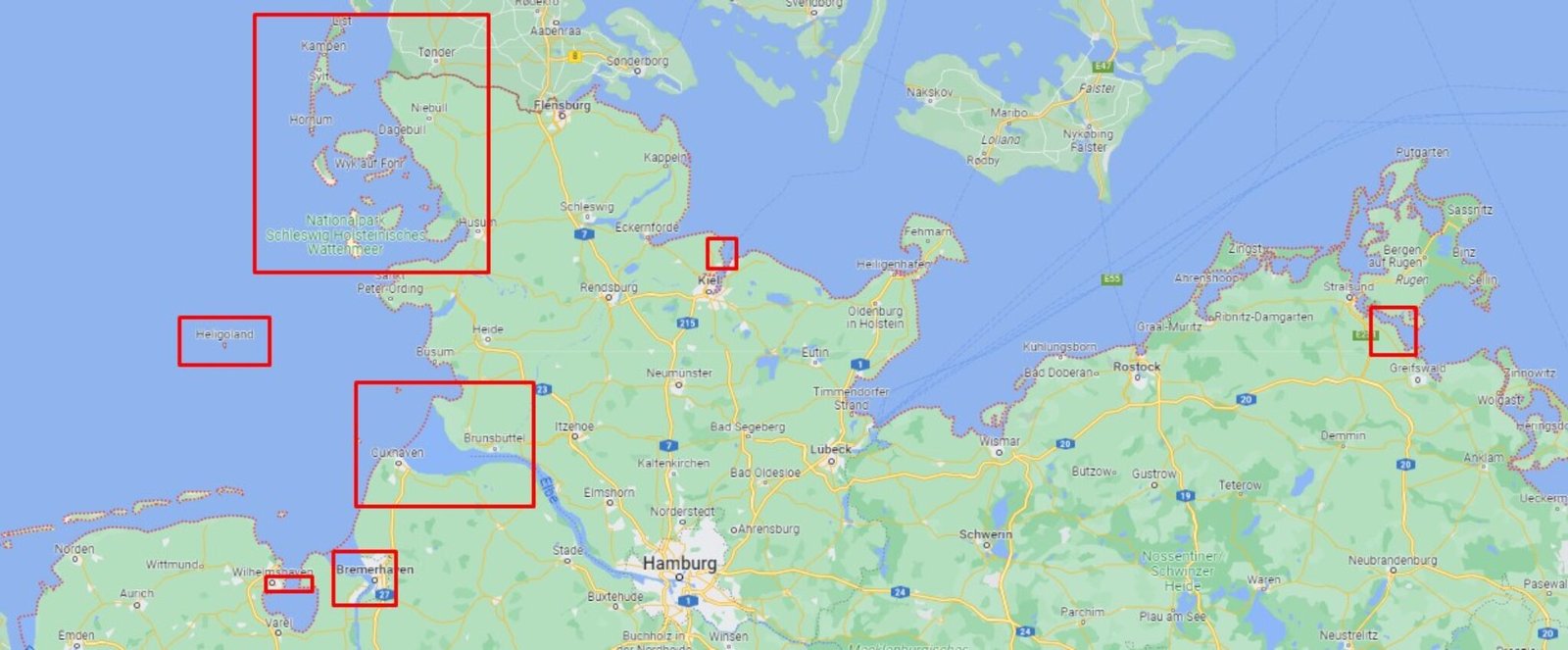Ferry routes to, from and within Germany - the crossings captured